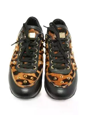 Balenciaga Leopard Print Studded Lace-up Sneakers