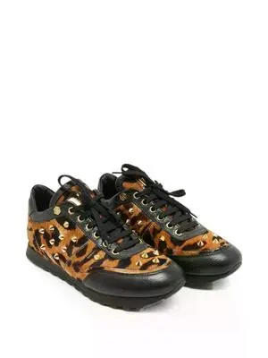 Balenciaga Leopard Print Studded Lace-up Sneakers