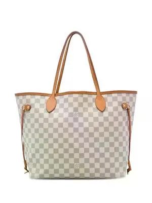 LOUIS VUITTON Damier Azur Neverfull Mm Tote Bag - White