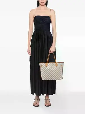 LOUIS VUITTON Damier Azur Neverfull Mm Tote Bag - White