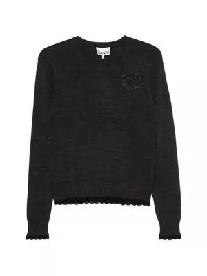 GANNI Logo Detail Sweater - Black