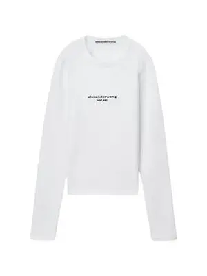 Alexander Wang Fitted Ls Tee W/ Logo Print