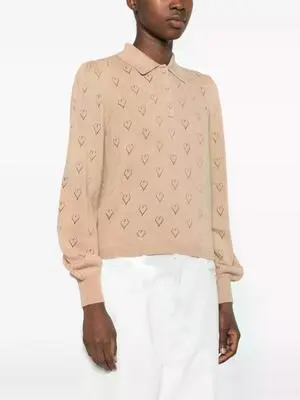 TWINSET Pointelle-knit Buttoned Polo Shirt