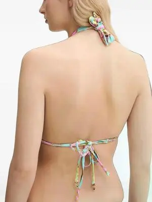 Guess Chain-print Halterneck Bikini Top