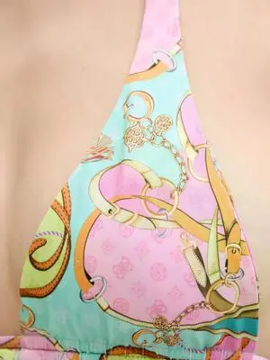 Guess Chain-print Halterneck Bikini Top - Pink