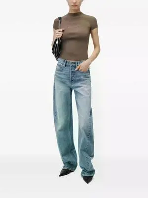 Alexander Wang Ribbed-knit Jacquard-logo Top
