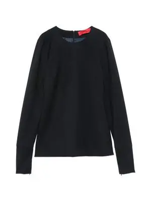 THELATEST Long-sleeve Blouse With Rear Slit - Blue