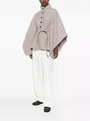 Liu Jo Logo Plaque Buttoned Cape - Grey
