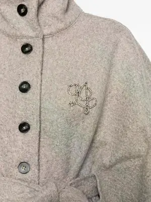 Liu Jo Logo Plaque Buttoned Cape - Grey