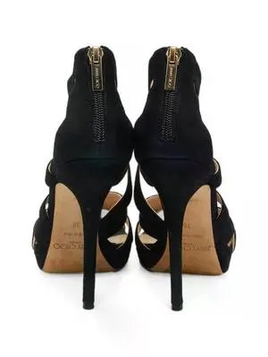 JIMMY CHOO Leather And Suede Cut-out Sandals