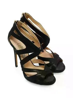 JIMMY CHOO Leather And Suede Cut-out Sandals