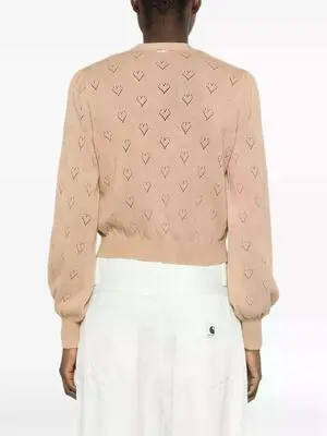 TWINSET Pointelle Knit Heart Motif Cardigan - Neutrals