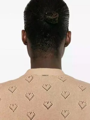 TWINSET Pointelle Knit Heart Motif Cardigan - Neutrals