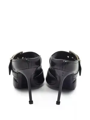 Alexander McQueen Punk Buckled Mules With Metal Toe Cap - Black