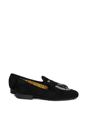 FORTELA Broadway Horse Horseshoe Suede Loafers - Black