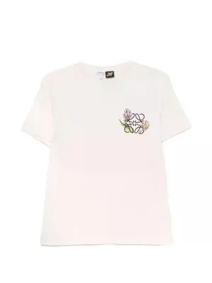 Loewe X Paula's Ibiza Anagram Floral-embroidered T-shirt - Neutrals