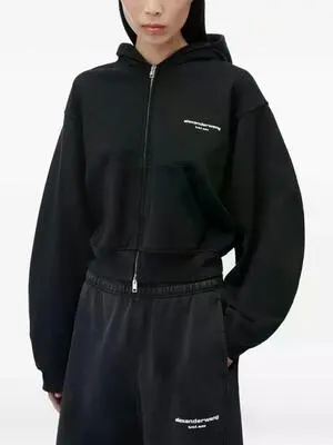 Alexander Wang Logo Print Zip-up Hoodie - Black