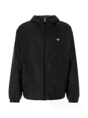 Prada Logo Plaque Hooded Jacket