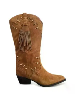 Kurt Geiger Studded Fringed-tassel Boots - Brown