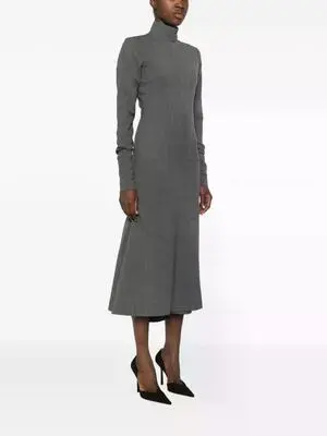 THELATEST High-neck Flared-hem Midi Dress