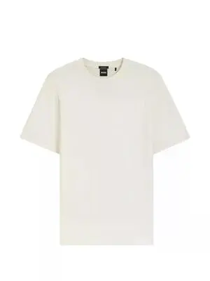 BOSS Geometric-jacquard T-shirt In Cotton - Neutrals