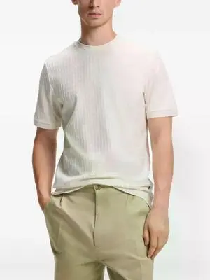 BOSS Geometric-jacquard T-shirt In Cotton
