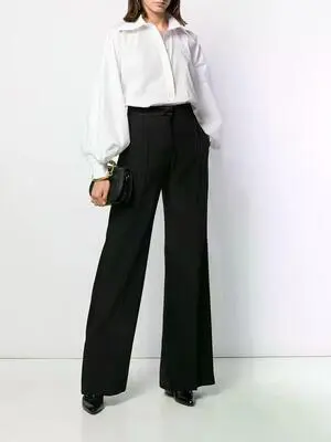 Alberta Ferretti Pleated Flared Wide-leg Trousers