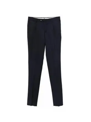 PT TORINO Navy Herringbone Pleated Trousers