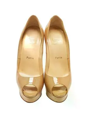 CHRISTIAN LOUBOUTIN Patent Leather Peep Toe Platform Pumps