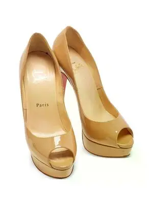 CHRISTIAN LOUBOUTIN Patent Leather Peep Toe Platform Pumps