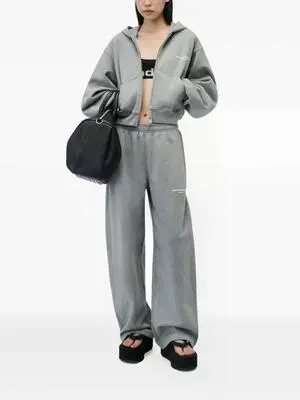 Alexander Wang Logo-print Zip-up Hoodie - Grey