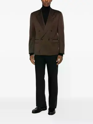 LARDINI Double-breasted Peak-lapel Jacket - Brown