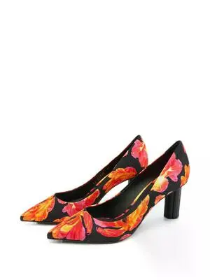 FERRAGAMO Badia Floral-print Pointed-toe High-block Heel Pumps