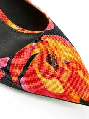 FERRAGAMO Badia Floral-print Pointed-toe High-block Heel Pumps