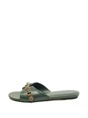 Balenciaga Le Cagole Studded Flat Sandals - Green