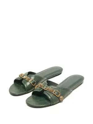 Balenciaga Le Cagole Studded Flat Sandals - Green