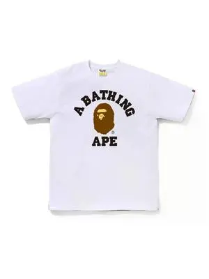 A BATHING APE Short Sleeve College Tee - White