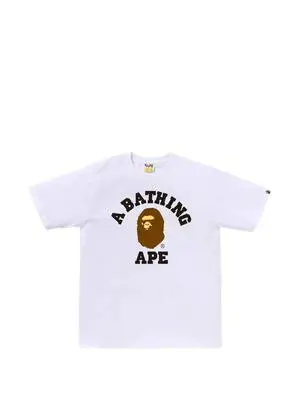A BATHING APE Short Sleeve College Tee - White