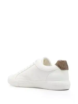 Guess Logo Print Leather Sneakers - White