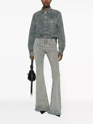 Rick Owens Cropped Cut-out Denim Jacket - Blue