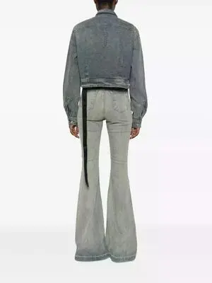 Rick Owens Cropped Cut-out Denim Jacket - Blue