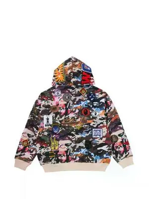 A BATHING APE Hybrid Camo Multi-badge Shark Hoodie - Brown