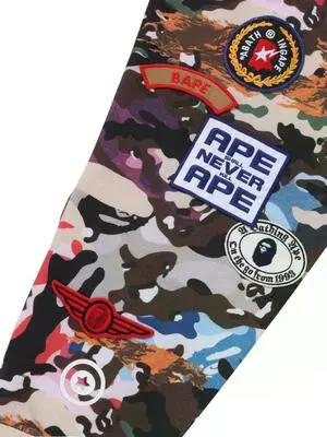 A BATHING APE Hybrid Camo Multi-badge Shark Hoodie - Brown