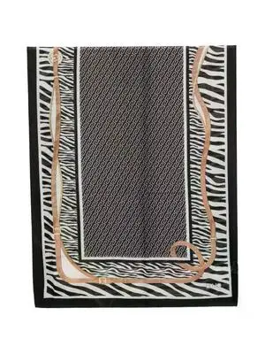 Liu Jo Zebra-print Logo-monogram Scarf - Black