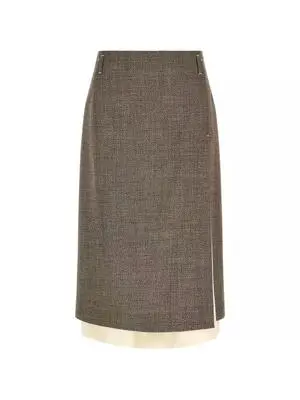 TELA Layered-hem Asymmetrical-slit Midi Skirt