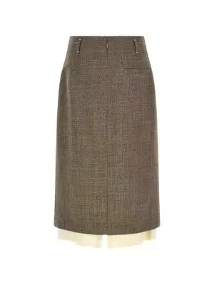 TELA Layered-hem Asymmetrical-slit Midi Skirt