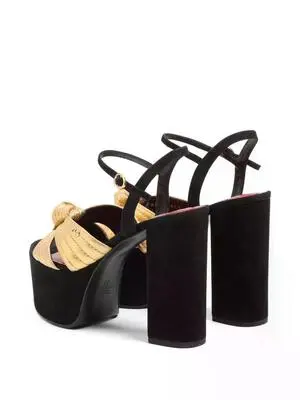 Valentino Garavani Crasher Suede Platform Sandals 125mm - Gold