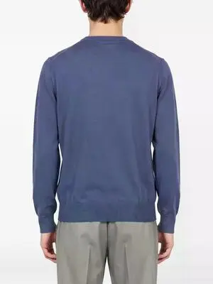Brunello Cucinelli Crew Neck Fine Knit Long Sleeve Sweater - Blue