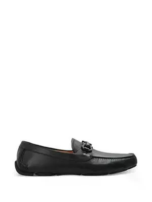 FERRAGAMO Gancini Ornament Driver Loafers - Black