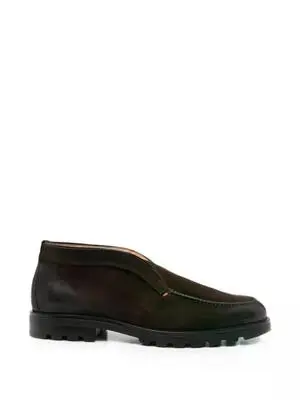 Santoni Round-toe Leather Loafers - Brown